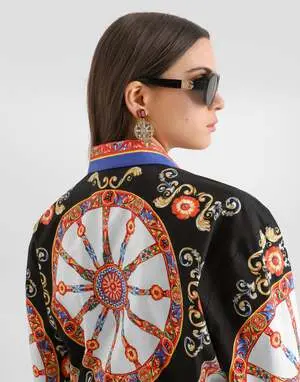 Dolce & Gabbana Carretto-print Cotton Poplin Cropped Shirt