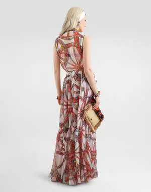 Dolce & Gabbana Carretto-print Long Chiffon Skirt