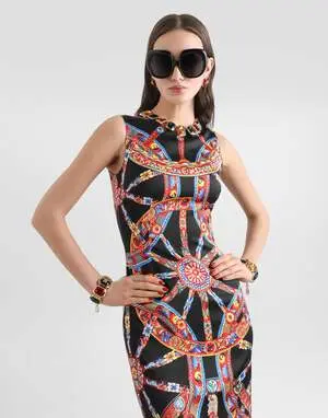 Dolce & Gabbana Carretto Print Satin Dress