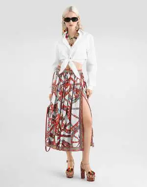 Dolce & Gabbana Carretto-print Poplin Long Skirt
