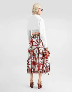 Dolce & Gabbana Carretto-print Poplin Long Skirt