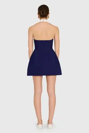 Amanda Uprichard Archer Romper With Halter Neck And Contrast Collar - Navy/ivory