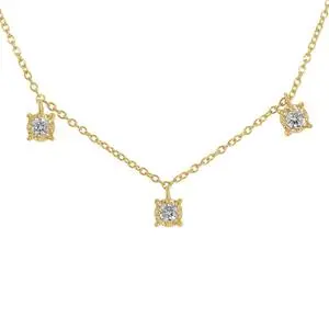 KIERA Lab Grown Diamond Dangle Stone Station Necklace - Yellow