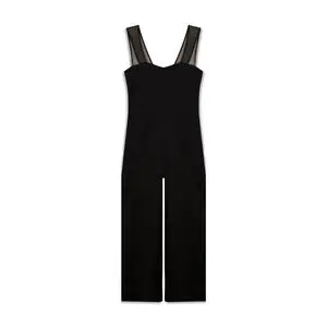 MARIANNE BY MARIE JORDANE Bowie Bustier Jumpsuit With Sheer Wide Straps - Black