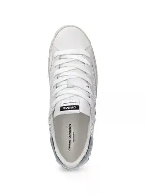 CRIME LONDON Glitter-embellished Leather Sneakers