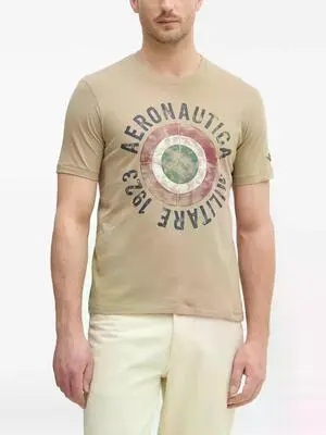 AERONAUTICA MILITARE Graphic-print Cotton T-shirt - Neutrals