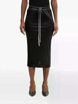 Rick Owens Satin Midi Skirt - Black