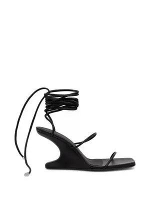 Rick Owens Cantilever Lace-up Wedge Sandals - Black