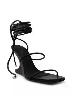 Rick Owens Cantilever Lace-up Wedge Sandals - Black