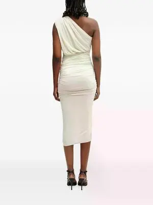 Rick Owens One-shoulder Ruched Midi Dress - Neutrals