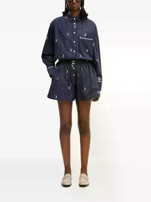 Lacoste Pinstriped Embroidered Shirt - Blue