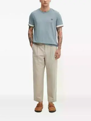 Maison Kitsuné Pleated Logo-embroidered Trousers