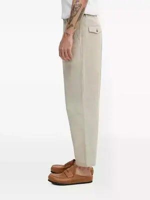 Maison Kitsuné Pleated Logo-embroidered Trousers