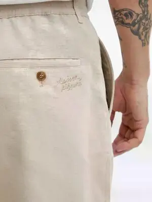 Maison Kitsuné Pleated Logo-embroidered Trousers