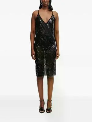 Rick Owens Sequin-embellished Semi-sheer Midi Dress - Black