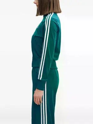 Adidas Firebird Logo-embroidered Side-stripe Zip-up Sweatshirt - Green
