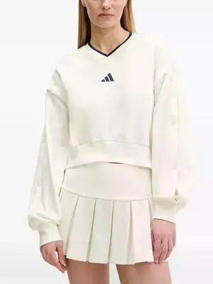 Adidas Logo Print Press-stud Sweater - Neutrals