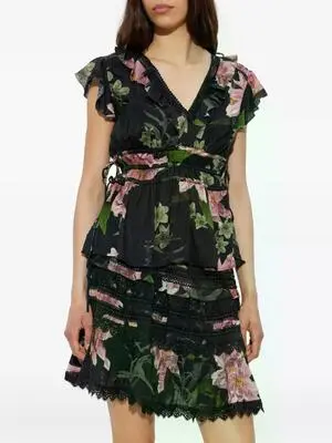 ALLSAINTS Canto Floral Print Ruffled Top
