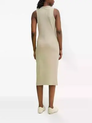 Adidas Ribbed Knit Logo Patch Midi Dress