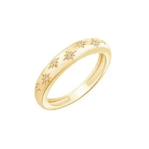 KIERA Name Lab Grown Diamond Starburst Dome Band Ring In Gold Plated Sterling Silver - Yellow