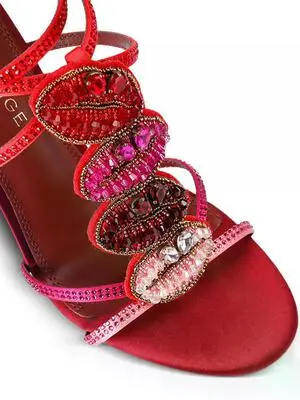 Kurt Geiger Crystal Embellished Lip Heeled Sandals