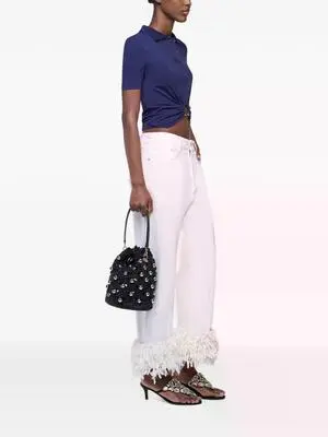 Rabanne Baggy Jeans With Fringe Detail - White