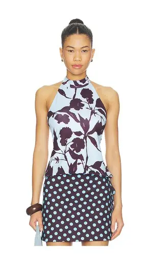 SUSMIE'S Lottie Reversible Top In Chocolate,blue