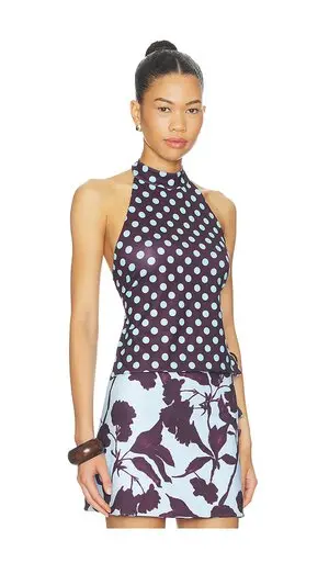 SUSMIE'S Lottie Reversible Top In Chocolate,blue