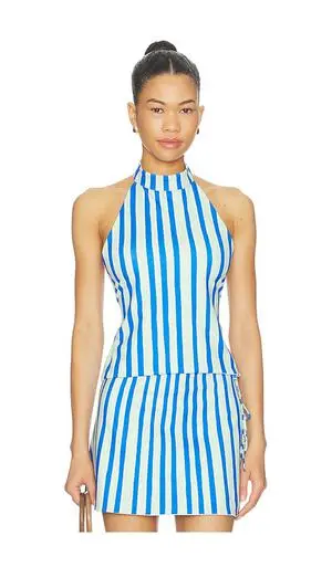 SUSMIE'S Suavecito Reversible Top In White,blue
