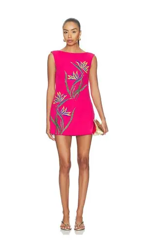YELLOW THE LABEL Bird Of Paradise Dress In Pink - Fuchsia