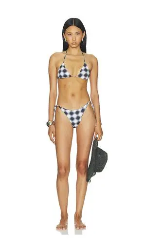 ZIAH Classic Side Tie Bikini Bottom In Black & White