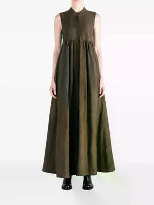 UMA WANG Gathered Sleeveless Maxi Dress - Brown