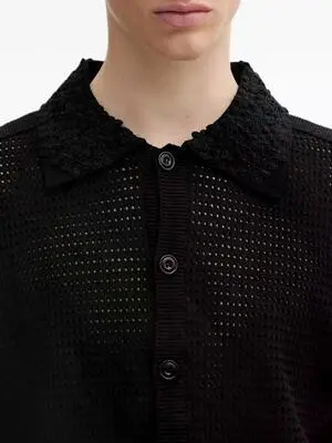 Andersson Bell Crochet-collar Mesh-knit Shirt