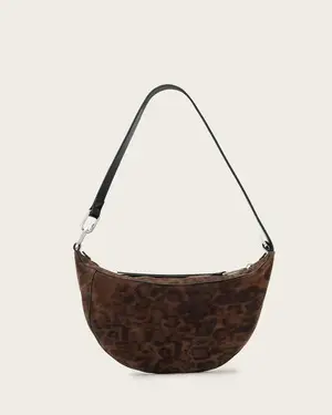 ALLSAINTS Luna Leopard Print Suede Shoulder Bag