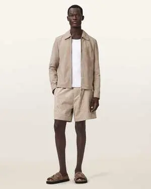 ALLSAINTS Hockley Suede Animal Print Jacket - Brown