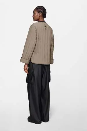 Rains Quilted Nylon Liner Jacket With V-neck - Cinder
