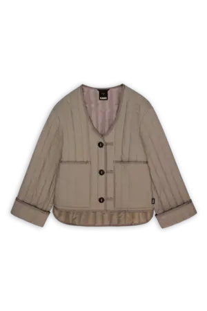Rains Quilted Nylon Liner Jacket With V-neck - Cinder