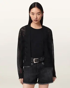 ALLSAINTS Misha Long Sleeved Cropped Cardigan - Black