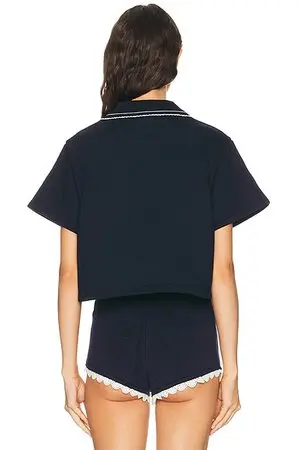 Miu Miu Cropped Collared Top With Logo
