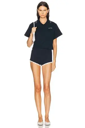 Miu Miu Cropped Collared Top With Logo