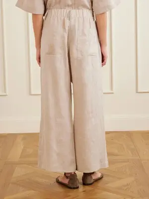 Brunello Cucinelli Linen Wide-leg Drawstring Pants