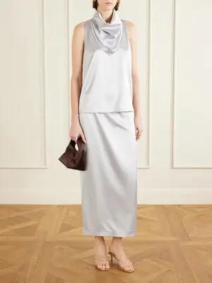 VIOLANTE NESSI Shea Satin Midi Skirt