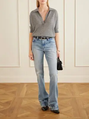 HAIKURE Flora Distressed Mid-rise Flared Jeans