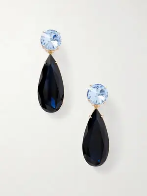 Carolina Herrera Gold-tone Crystal Drop Earrings - Blue