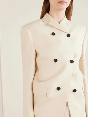 Khaite Rolo Double-breasted Wool And Silk-blend Blazer - Neutrals