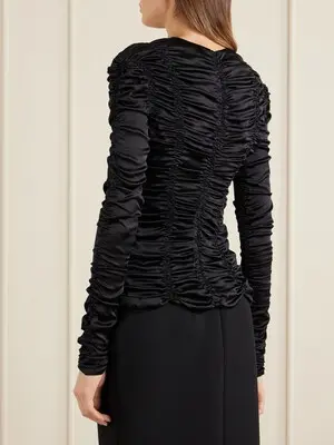 Khaite Rory Ruched Silk-satin Top - Black