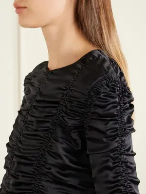 Khaite Rory Ruched Silk-satin Top - Black