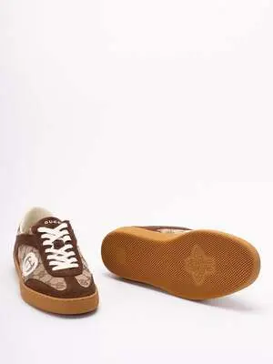 Gucci Gg Monogram Canvas & Suede Lace-up Sneakers