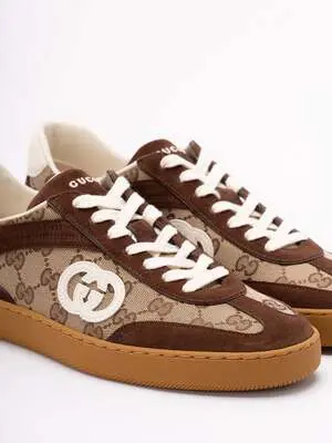 Gucci Gg Monogram Canvas & Suede Lace-up Sneakers