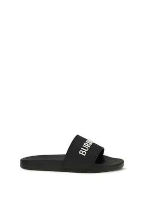 Burberry Embossed Logo Slide Slippers - Black